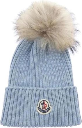 Moncler Pre-owned Bonnet en maille - Femme - Pre-owned - Bleu - Taille: ONE Size