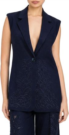 Twinset Femme, Vestes, Bleu, Taille: 40 FR Gilet Brod&eacute;