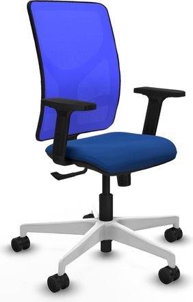 Piqueras y Crespo Verstellbarer Lendenwirbelstuhl mit 2D-Armlehnen, ausgestattet mit 3 Positionen und Schneideschaum, mit 65 mm Nylon-Rollen, Blau/Blau