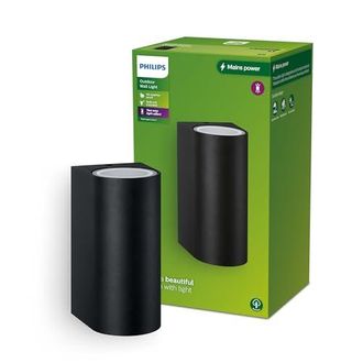 Philips Outdoor Nightingale Wandleuchte up/down, 2x max. 35W, exkl. Leuchtmittel, IP44 wetterfest, schwarz