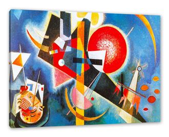 Pixxprint Wassily Kandinsky - Im Blau, Weiß, Größe: 120x80cm, Leinwandbild, fertig gespannt, Wandbild, Dekoration, Kunstdruck, kein Poster