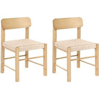 Beliani Esszimmerstuhl 2er Set ALLOS Holz Hellbraun