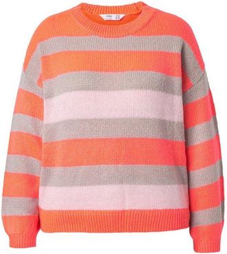 Angel Of Style Strickpullover Pullover Loose Fit Blockstreifen Ballon-Langarm