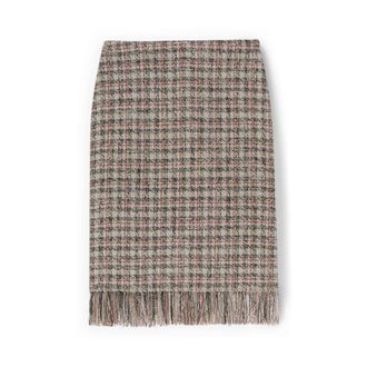 Motivi Boucl&eacute;-Bleistiftrock mit Fransen - - Skirts - Damen - Beige - 2XS