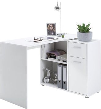 FMD M&ouml;bel 360-001 Albrecht 1 Schreibtisch-Winkelkombination, holz, wei&szlig;, ma&szlig;e 117.0 x 83.0 x 74.0 cm (BHT)