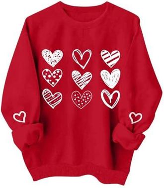Generic Coll&egrave;ge Adolescentes Filles Motif Coeur D&eacute;contract&eacute; Graphique Chemisier Oversize Manches Longues Hauts Grande Taille Sweat-shirt Col Rond Gilets Homme
