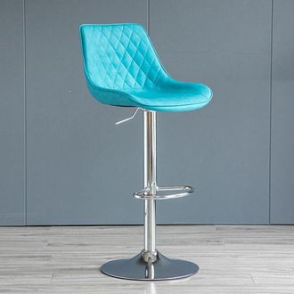 Generic Barhocker aus Leder, silberfarbenes Gestell, h&ouml;henverstellbarer Drehhocker, Barhocker mit hoher R&uuml;ckenlehne/60-80 cm