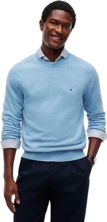 Tommy Hilfiger Pull Col Rond en Laine dAgneau - Homme - Pulls - Bleu - Taille: M