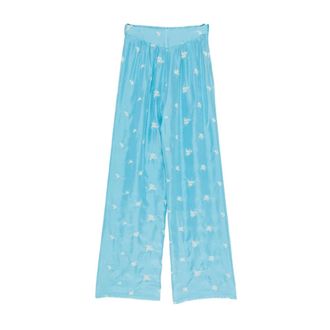 Forte_Forte Femme, Pantalons, Bleu, Taille: 36 FR Pantalon en soie brod&eacute;e