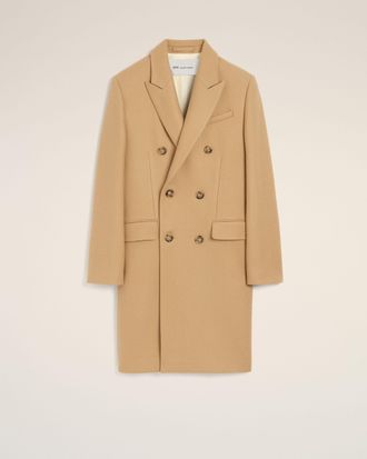 Ami Ami Paris - Manteau beige double boutonnage en laine Beige Mastic - Taille : 44 - pour Homme
