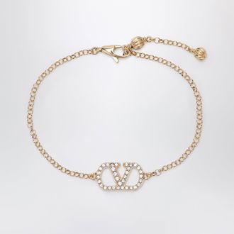 Valentino Garavani Goldfarbenes VLogo Signature Armband mit Kristallen