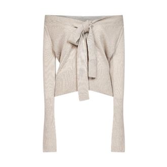 Ermanno Scervino Rippstrick-Cardigan aus Kaschmir mit V-Ausschnitt - - Tops - Damen - Beige - M