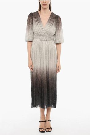 Costarellos Metallic V-Neck Tunic Dress with Belt size 40