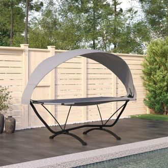 vidaXL Vidaxl - Lit de repos dext&eacute;rieur avec auvent Gris Acier et tissu Oxford