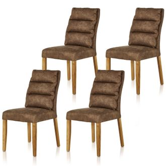 Smart 4er Set Esszimmerst&uuml;hle Bezug aus Mikrofaser Wildlederoptik braun | Stuhlbeine aus Massivholz Buche lackiert - K&uuml;chenstuhl, Wohnzimmerstuhl, Polsterst