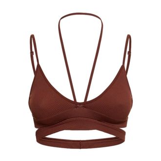 ADĀMO Andrea Adamo Geripptes Crop Top mit Cut-Out-Detail - - Underwear - Damen - Braun - 2XS