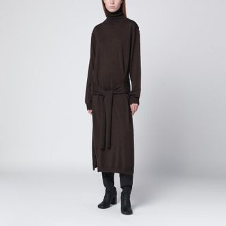 Christophe Lemaire Brown trompe-loeil wool-blend dress