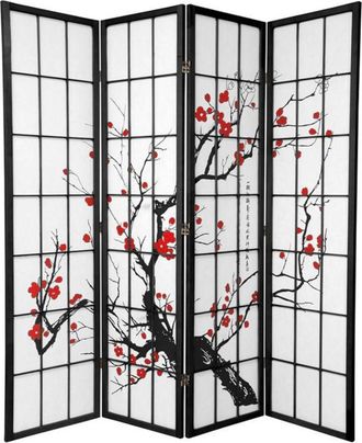 Oriëntique Japanische Paravent Raumteiler L180xH180cm Shoji Sakura Reispapier Raumtrenner Spanische Wand Sichtschutz Trennwand