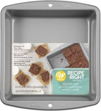 Wilton Quadratische Kuchenform, Recipe Right, antihaftbeschichtet, 20,3 cm (8 Zoll), Steel, Grey, 2105-956