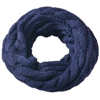 Miobo Zopfmuster Stricken Loopschal Wolle warmen Winter Dicke Schal Schleife Kreis Schal Gestrickte Rundschal Schlauchschal (Dunkelblau)