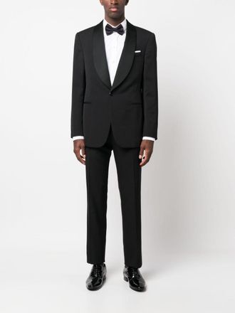 Ralph Lauren Mens Suit Single-Breasted Black Wool-Cashmere Suits
