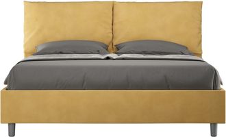 ITYhome Ityhome - Letto Matrimoniale E Rete 160x200 In Microfibra Ocra Antea