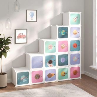 vidaXL Vidaxl - Armoire de rangement pour enfants avec 15 cubes Blanc pp