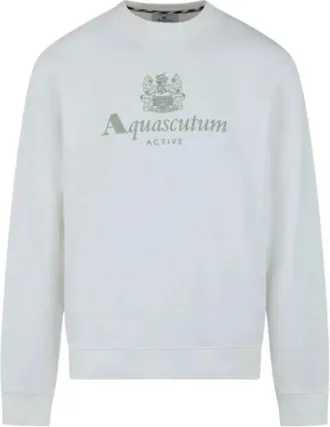 Aquascutum Homme, Sweatshirts et sweats &agrave; capuche, Blanc, Taille: M Crewneck SweaT-shirt