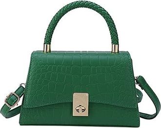 Generic Sac à bandoulière tendance pour femme avec poignée sur le dessus et rabat en cuir, Vert, Small