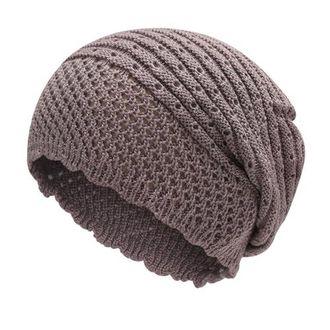 ZLYC Bonnet Souple en Crochet pour Femme - Doux et l&eacute;ger - T&ecirc;te de Mort - Bonnet en Tricot Extensible, Gris uni, Taille Unique