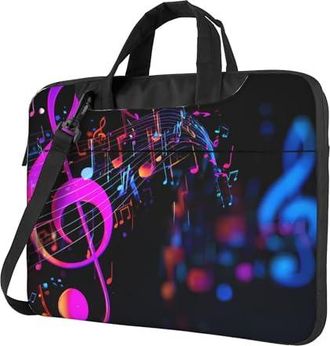 Generic Housse de protection pour ordinateur portable de 15,6 avec bandouli&egrave;re et motif notes de musique color&eacute;es et r&eacute;sistantes aux chocs pour homme et femme