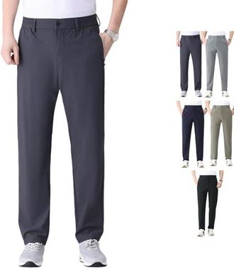Generic Pantalon confortable en soie glac&eacute;e flexible et d&eacute;contract&eacute; pour hommes &acirc;g&eacute;s 2026 - Taille &eacute;lastique - Coupe ample - Pantalon extensible &agrave; s&eacute;chage rap