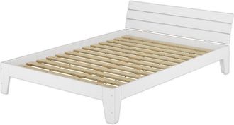 Erst-Holz Doppelbett mit Rollrost 140x200 Futonbett Bettgestell Holzbett Massivholz Kiefer Wei&szlig; 60.54-14 W