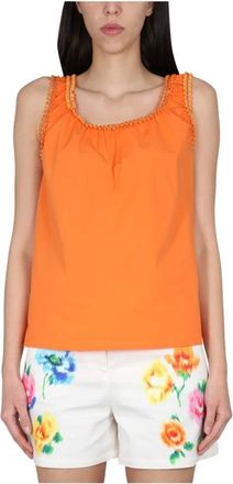Moschino Femme, Tops, Orange, Taille: 38 FR Gyro Necklace Sleeveless Top