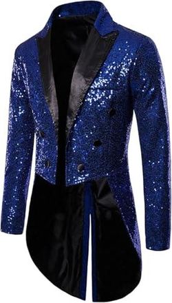 Generic ZDJSWJ Hommes Paillettes Tuxedo Tailcoat Costume Y2k Tailcoat Blazer Manteau Blazer de Mariage Montrer Tux Robe Manteau