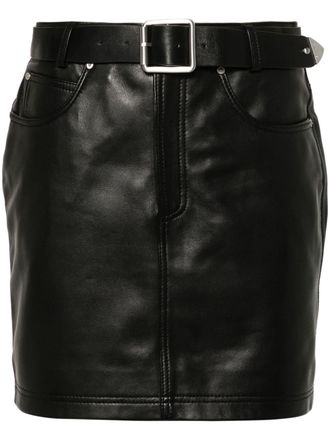 Pinko minijupe Grenada en cuir - Noir