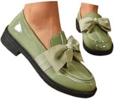 Generic Mocassins brevet&eacute;s pour femme avec noeud - Tendance et confortable - Bout rond - Chaussures plates &agrave; talons bas - Pour le travail, le travail, le quot