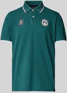 Christian Berg Poloshirt mit kurzer Knopfleiste und Label-Prints