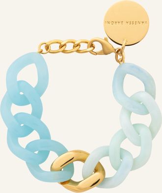 Vanessa Baroni Vanessa Baroni Armb&auml;nder Flat Chain Bracelet Two Color With Gold Cloud Marble Opaline Blue By Glambou gold