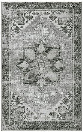 Safavieh Traditionell Teppich f&uuml;r Maschinenwaschbar und rutschfest - Ideal f&uuml;r stark frequentierte Bereiche - Tucson Collection, Kurzer Flor, Hellblau und Blau