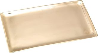 NKlaus Kerzenteller rechteckig 17x9cm glanz Messing gold Tablett modern Untertasse Deko 10533
