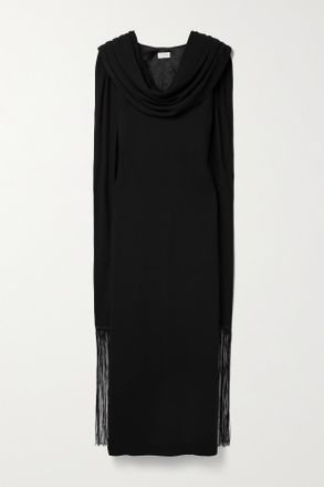 By Malene Birger Cressida Maxikleid Aus Cr&ecirc;pe Mit Fransen - Schwarz