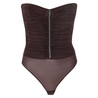 Elisabetta Franchi Body en jersey stretch - Femme - Tops - Brun - Taille: 38 FR