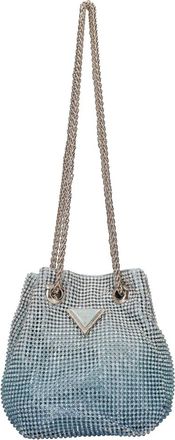 Guess Femme, Sacs, Bleu, Taille: ONE Size Zalina Rhinestone Mini Bucket Bag