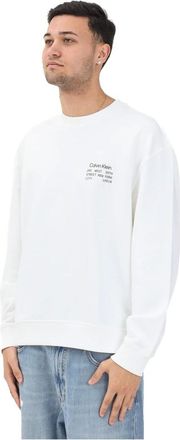 Calvin Klein Jeans Homme, Sweatshirts et sweats &agrave; capuche, Blanc, Taille: XL SweaT-shirt ras du cou graphique