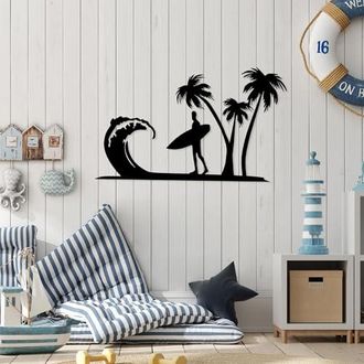 Hanah Home Stylish Black Decorative Metal Wall Accessory, 41 x 70 cm | 100% Metal, 1.5 mm Thick | Lightweight & Easy to Hang | Perfect for Modern Decor