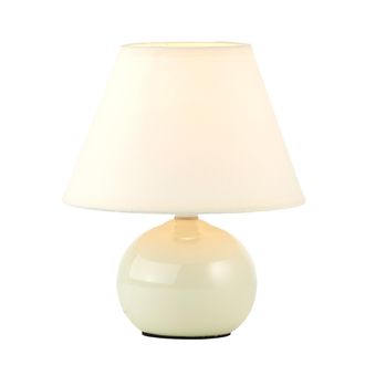 Brilliant Primo Tischleuchte - stilvolle Tischlampe mit Stoffschirm - kleine Tischleuchte für Nachttisch, Schlafzimmer & Wohnzimmer - E14-Fassung und Schalter -