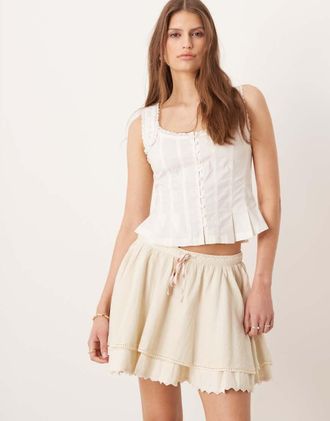 Free People Lady Tulip - Mini-jupe &agrave; volants - Th&eacute;-Neutre