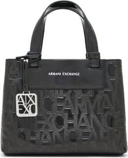A|X Armani Exchange Sac à provisions Lize Pebble avec logo pour femme, noir, TU