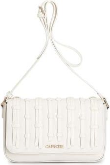 Caf&egrave;noir Sac Bandouli&egrave;re &Agrave; Rabat Et Coutures Mignonnes, Pour Femme, Couleur Blanc, Taille Taille Unique